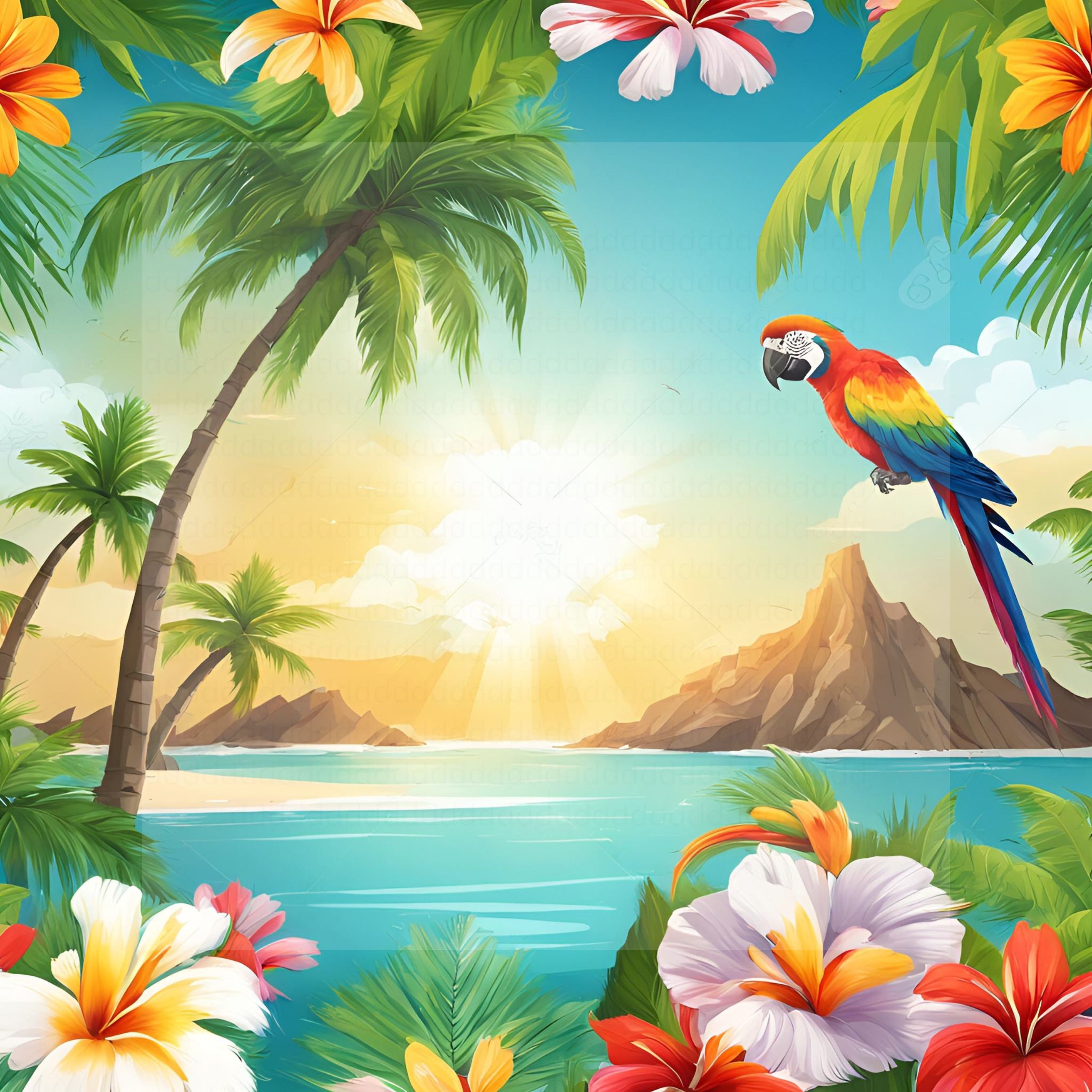 10 Paradise Island Clip Art, Printable Clipart, Jpg, Digital Download ...