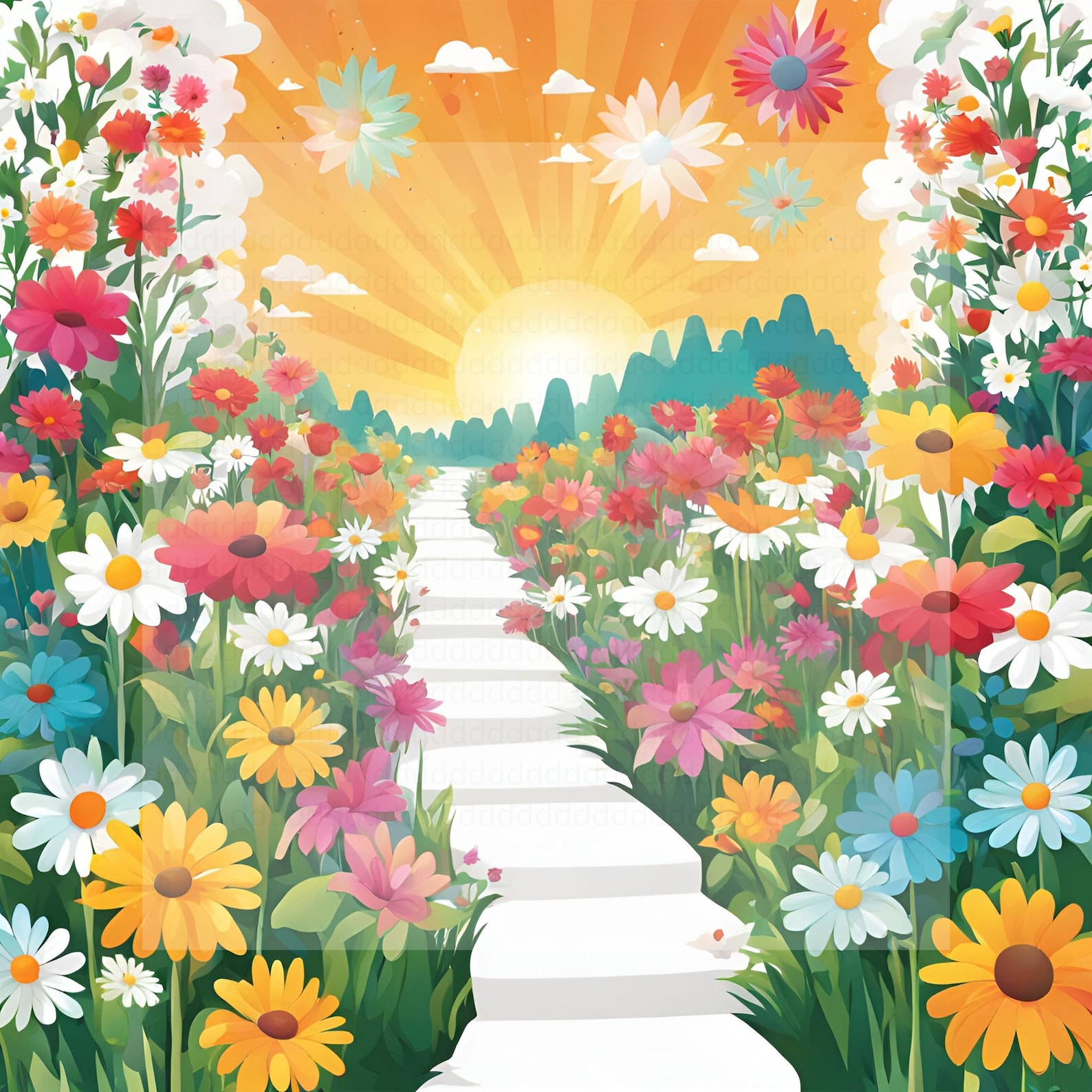 10 Flower Garden Clip Art, Printable Clipart, Jpg, Digital Download ...