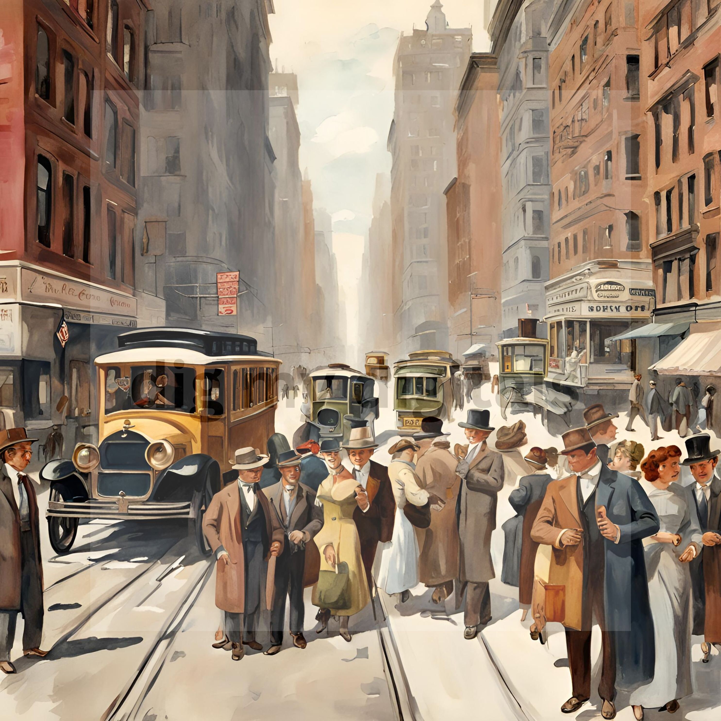 10 Vintage New York Street Scene Clip Art Printable Clipart 2730