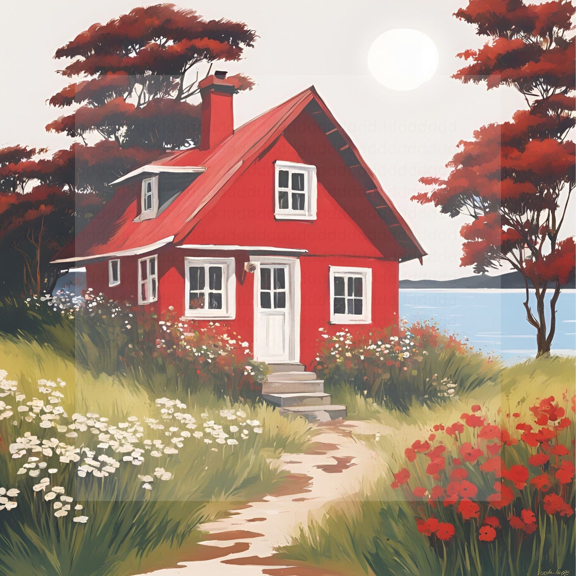 10 Red Cottage Clip Art, Printable Clipart, Jpg, Digital Download ...