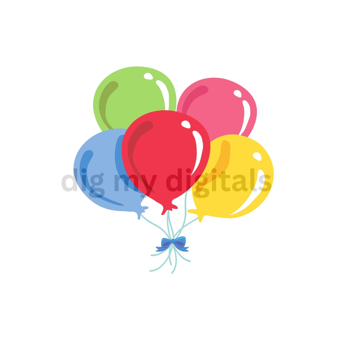 10 Balloons Clip Art, Printable Clipart, Jpg, Digital Download ...