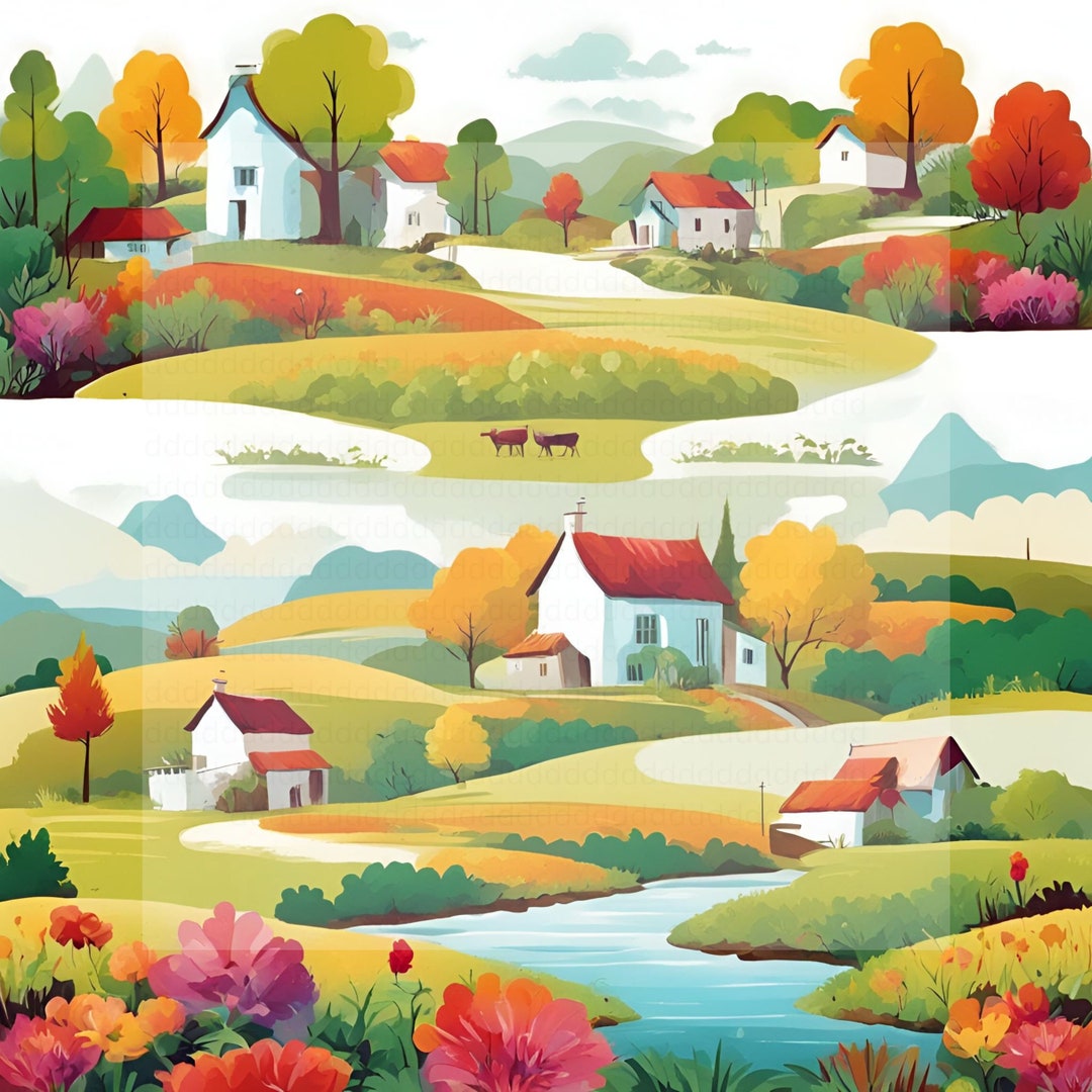 10 Landscape Clip Art, Printable Clipart, Jpg, Digital Download ...