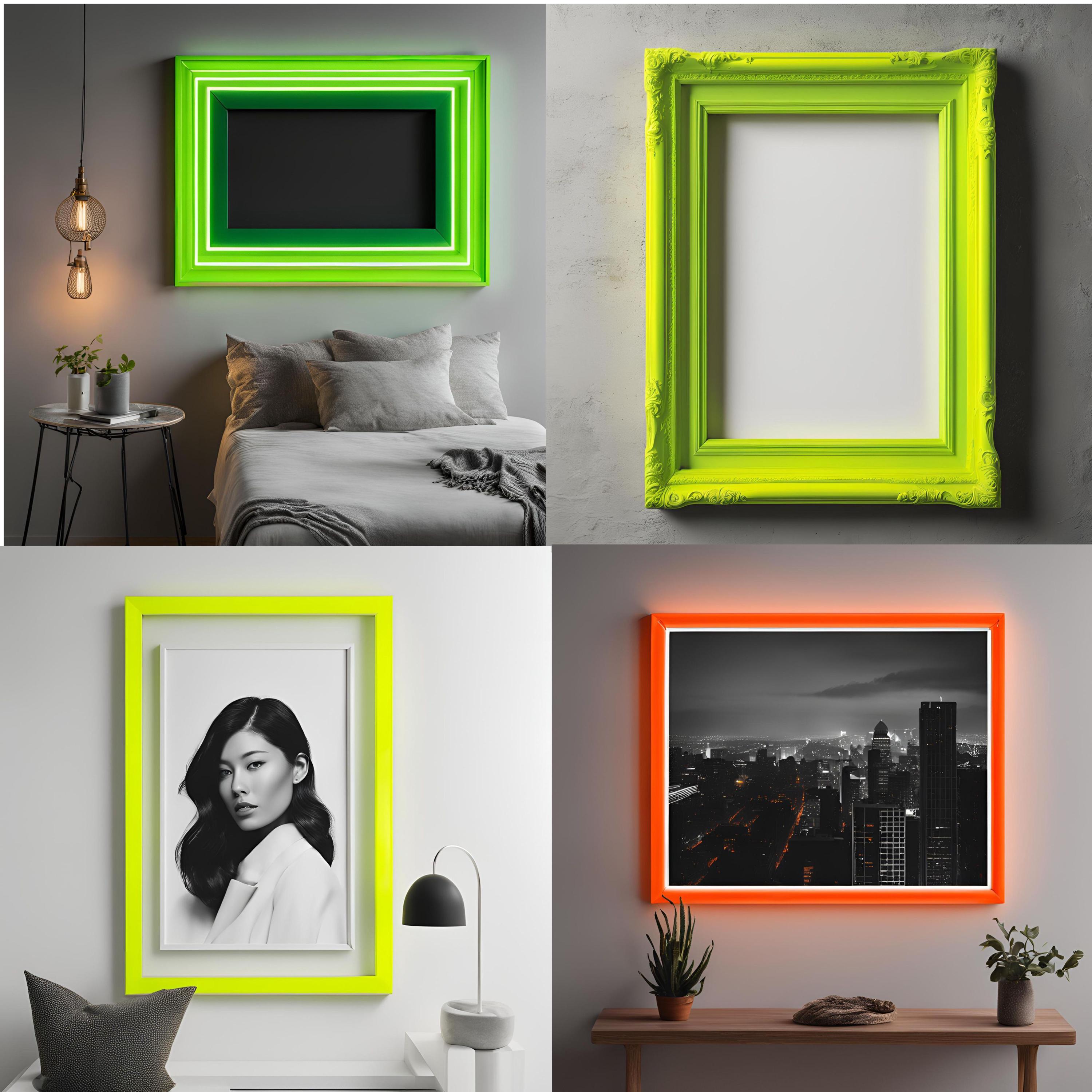 16 Neon Picture Frame Mockup Bundle, Jpeg, Digital Download, Interior ...