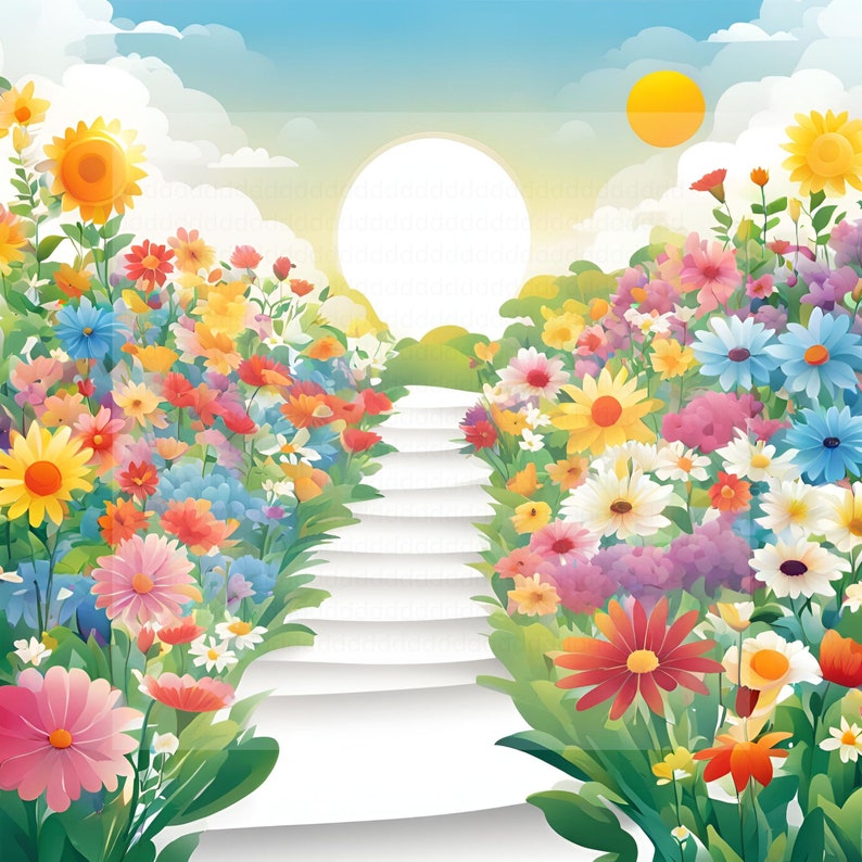 10 Flower Garden Clip Art, Printable Clipart, Jpg, Digital Download ...