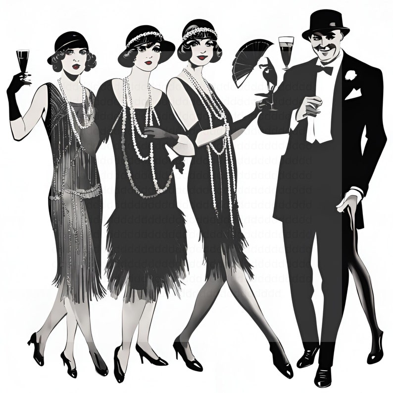10 1920s Flapper Clip Art, Printable Clipart, Jpg, Digital Download ...