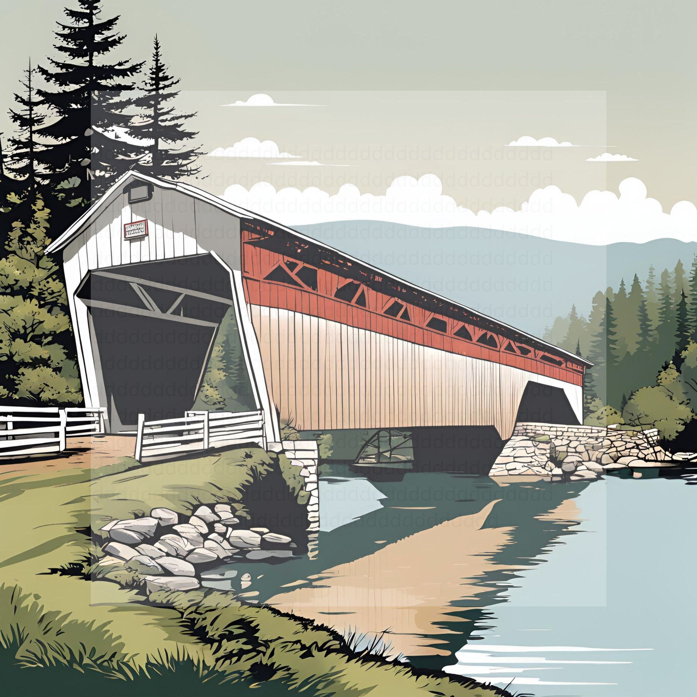 10 Covered Bridge Clip Art, Printable Clipart, Jpg, Digital Download ...