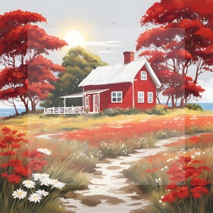 10 Red Cottage Clip Art, Printable Clipart, Jpg, Digital Download ...