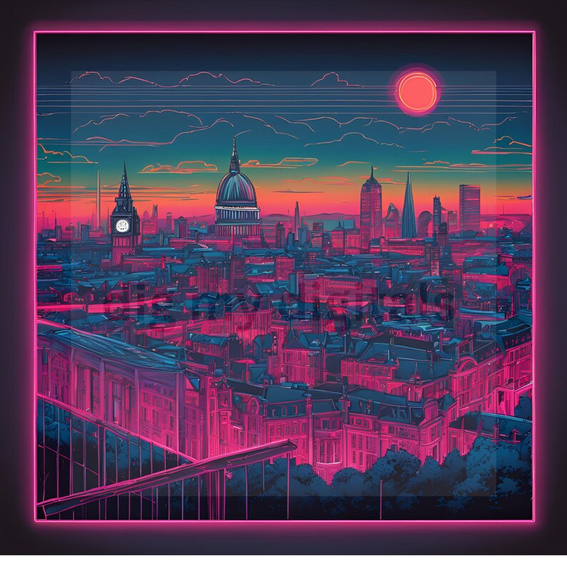 8 Neon London England Skyline Clip Art, Printable Clipart, Jpg, Digital ...