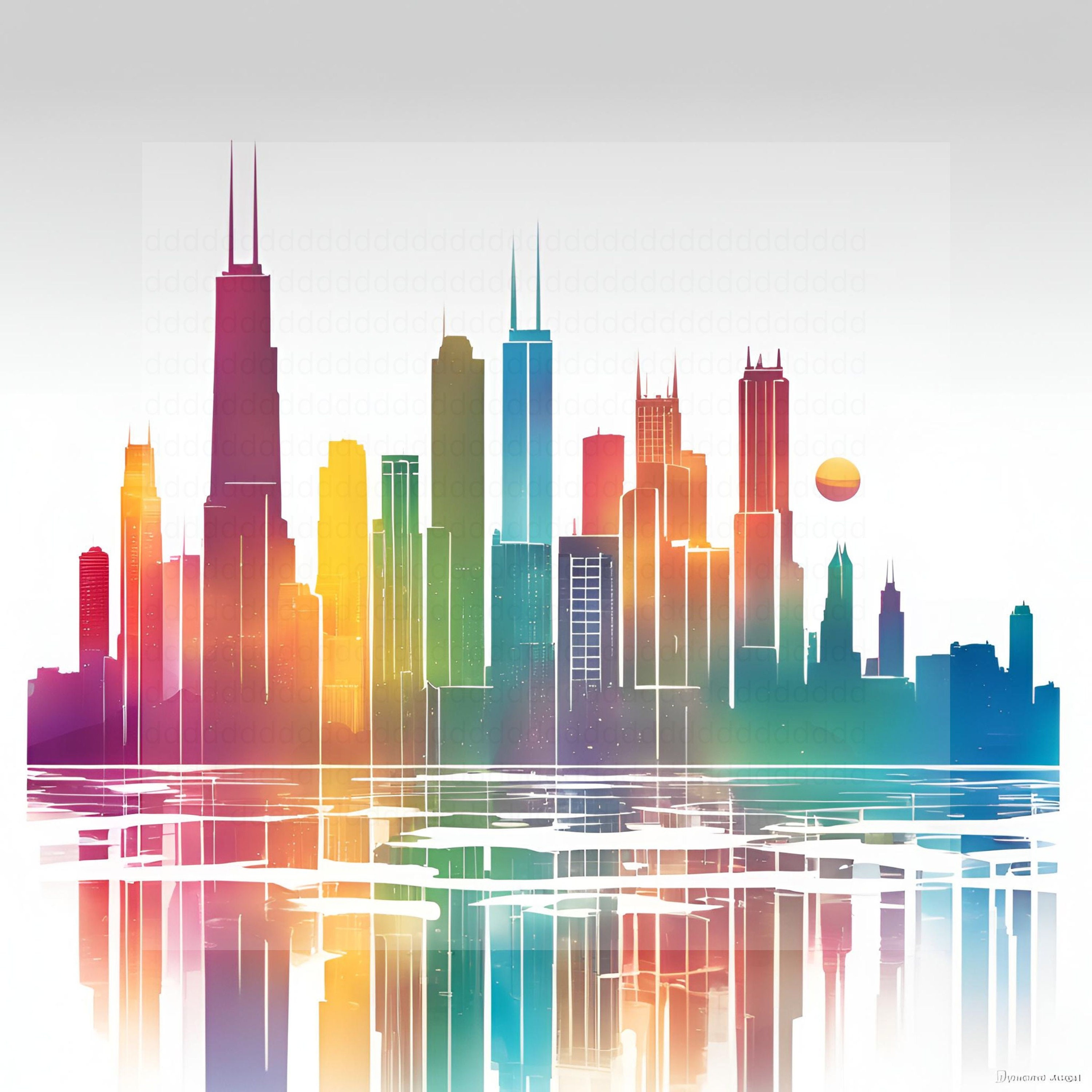 10 Chicago Skyline Clip Art, Printable Clipart, Jpg, Digital Download ...