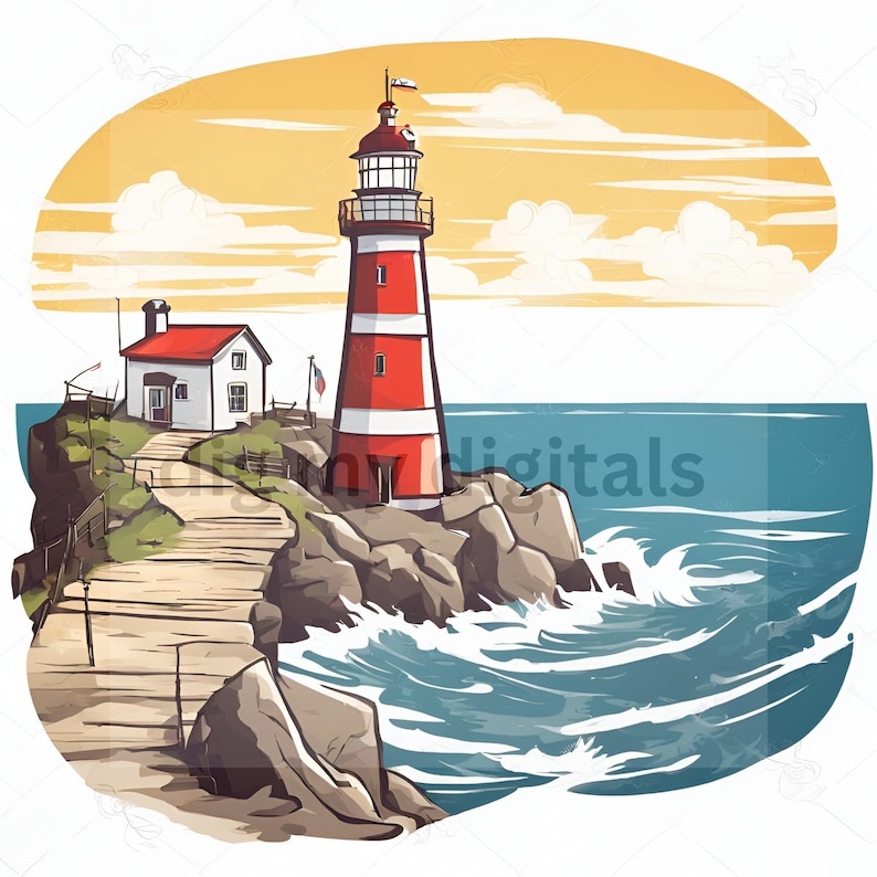 10 Lighthouse Clip Art, Printable Clipart, Jpg, Digital Download ...