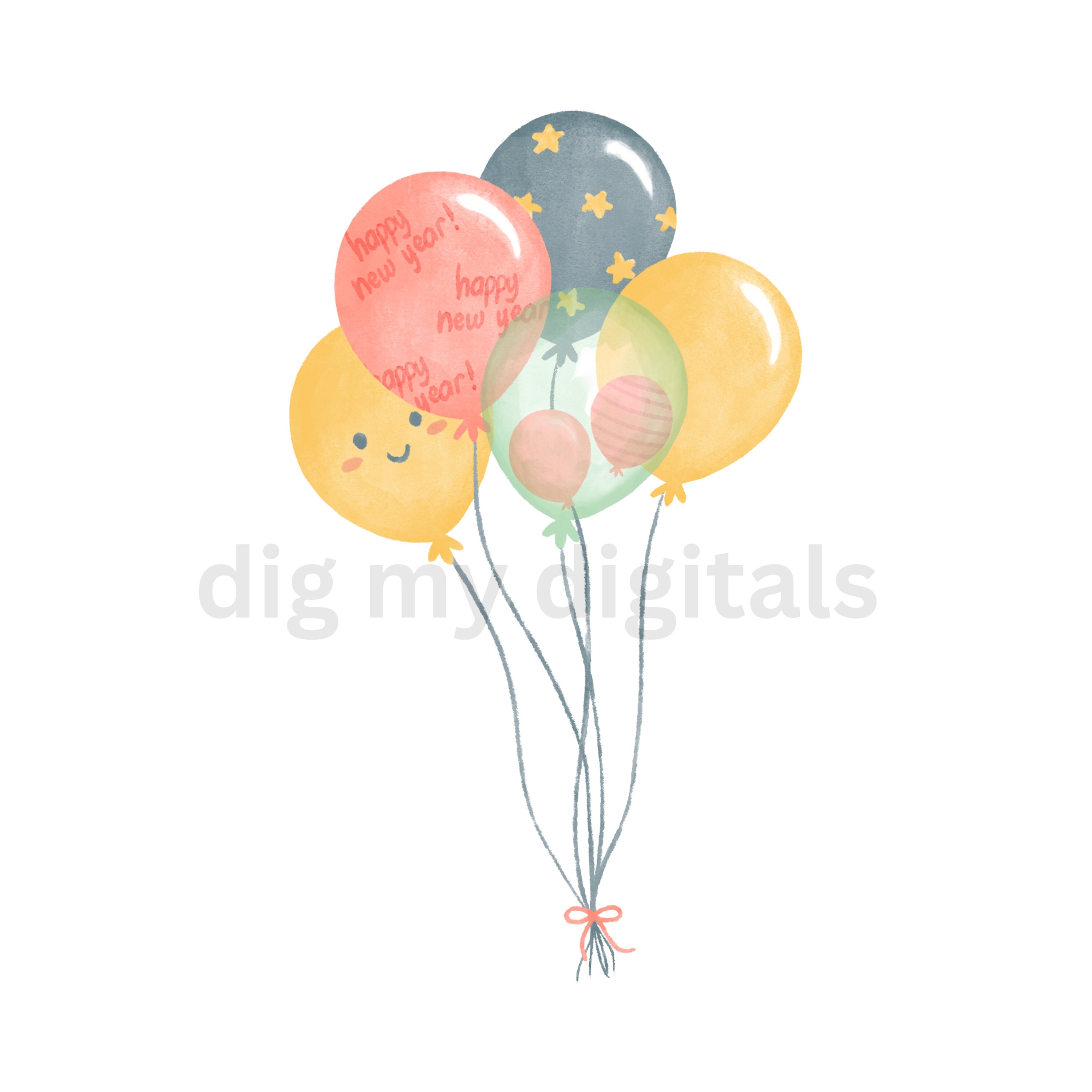 10 Balloons Clip Art, Printable Clipart, Jpg, Digital Download ...