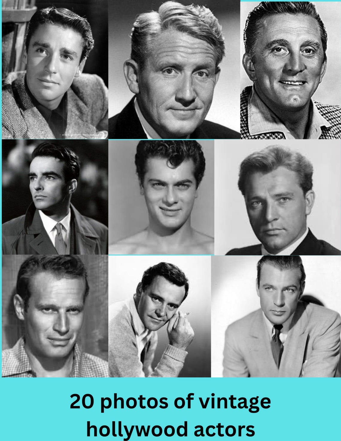 20 Vintage Photos of Hollywood Actors, Bundle, Jpeg, Digital Download ...