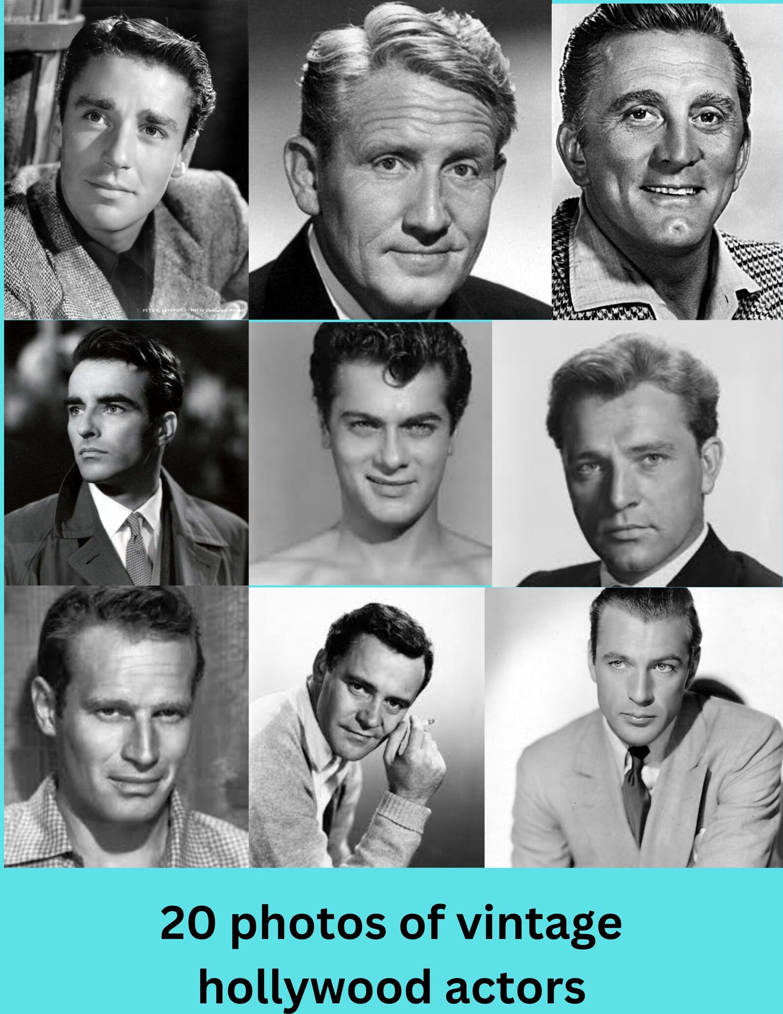 20 Vintage Photos of Hollywood Actors, Bundle, Jpeg, Digital Download ...
