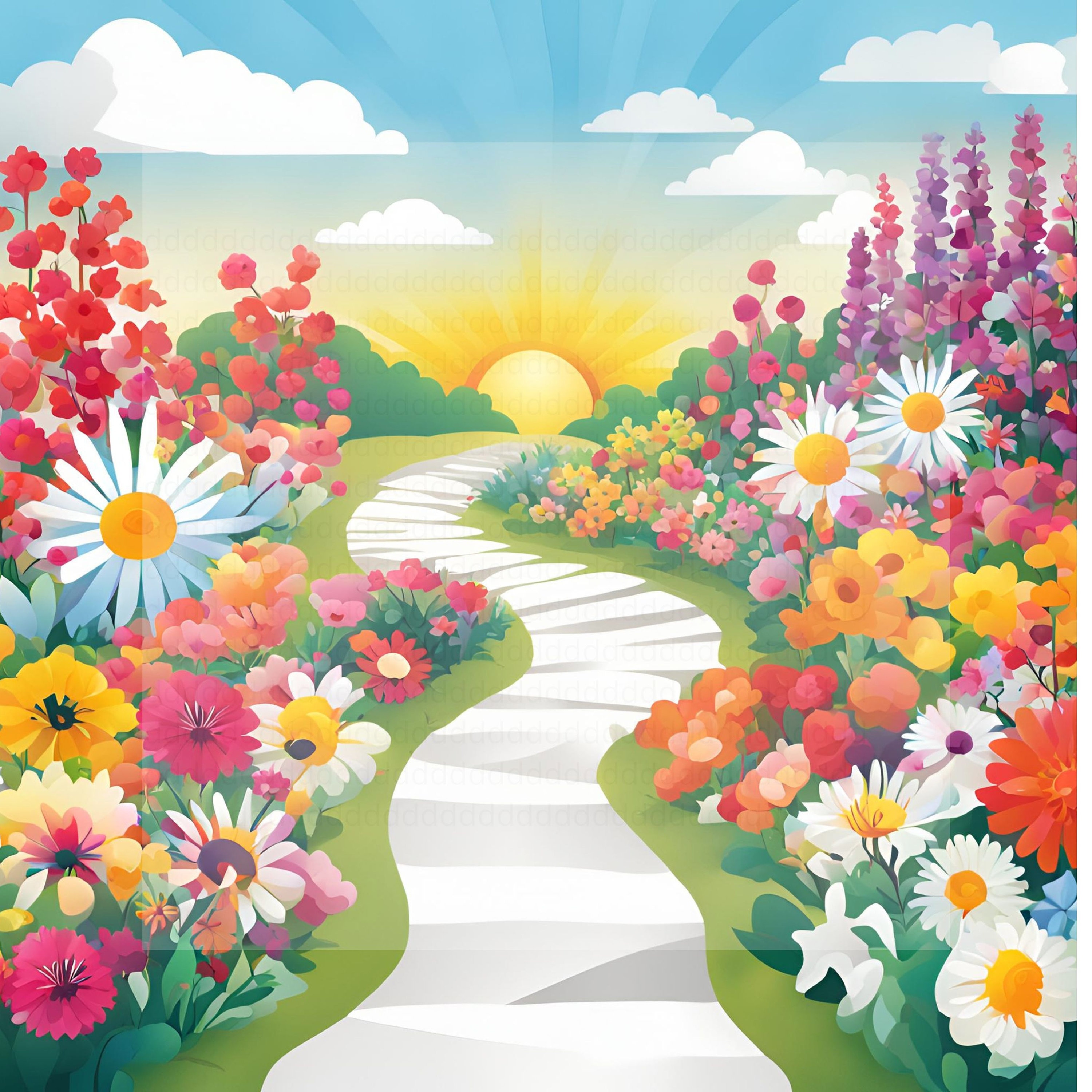 10 Flower Garden Clip Art, Printable Clipart, Jpg, Digital Download ...