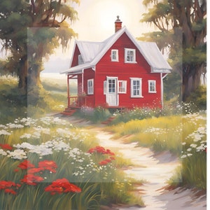 10 Red Cottage Clip Art, Printable Clipart, Jpg, Digital Download ...