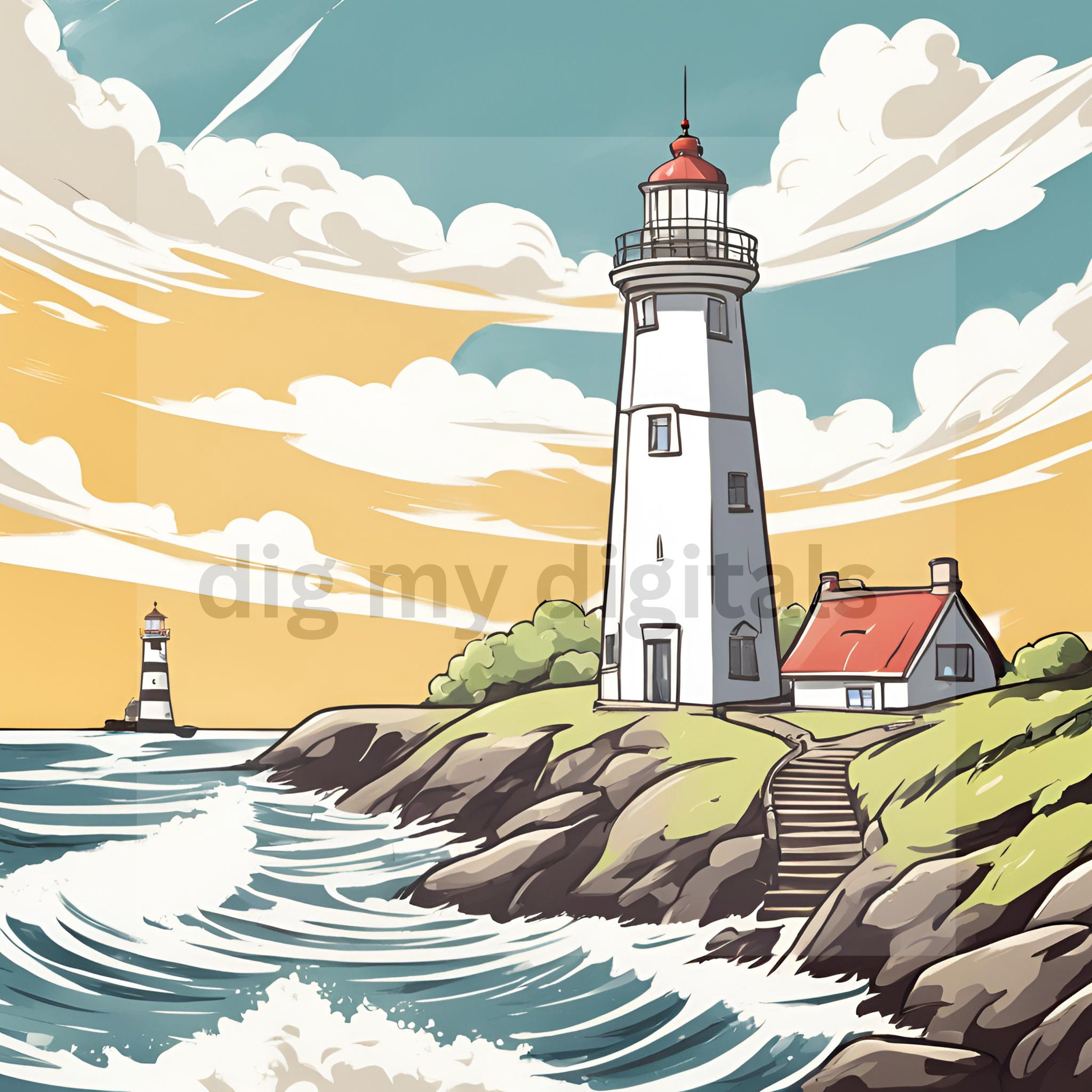 10 Lighthouse Clip Art, Printable Clipart, Jpg, Digital Download ...