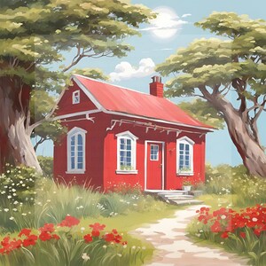 10 Red Cottage Clip Art, Printable Clipart, Jpg, Digital Download ...