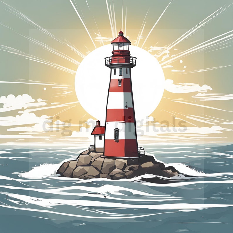 10 Lighthouse Clip Art, Printable Clipart, Jpg, Digital Download ...