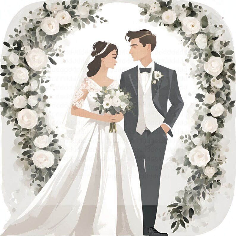 10 Bride and Groom Clip Art, Printable Clipart, Jpg, Digital Download ...