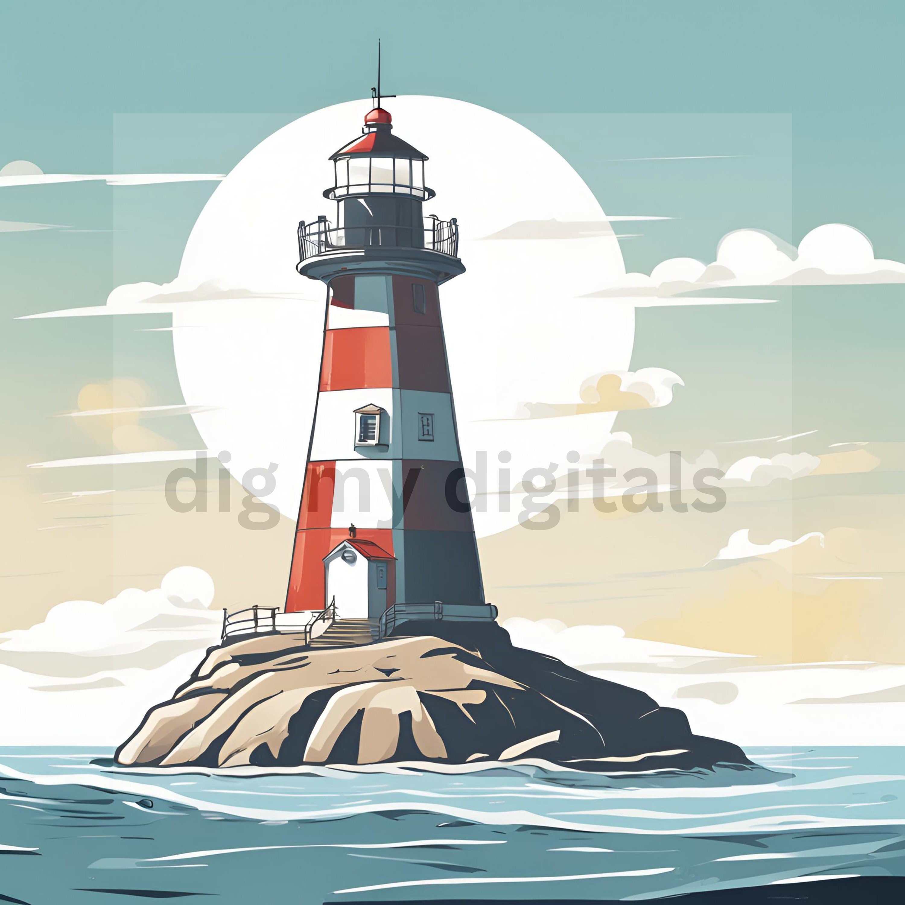 10 Lighthouse Clip Art, Printable Clipart, Jpg, Digital Download ...