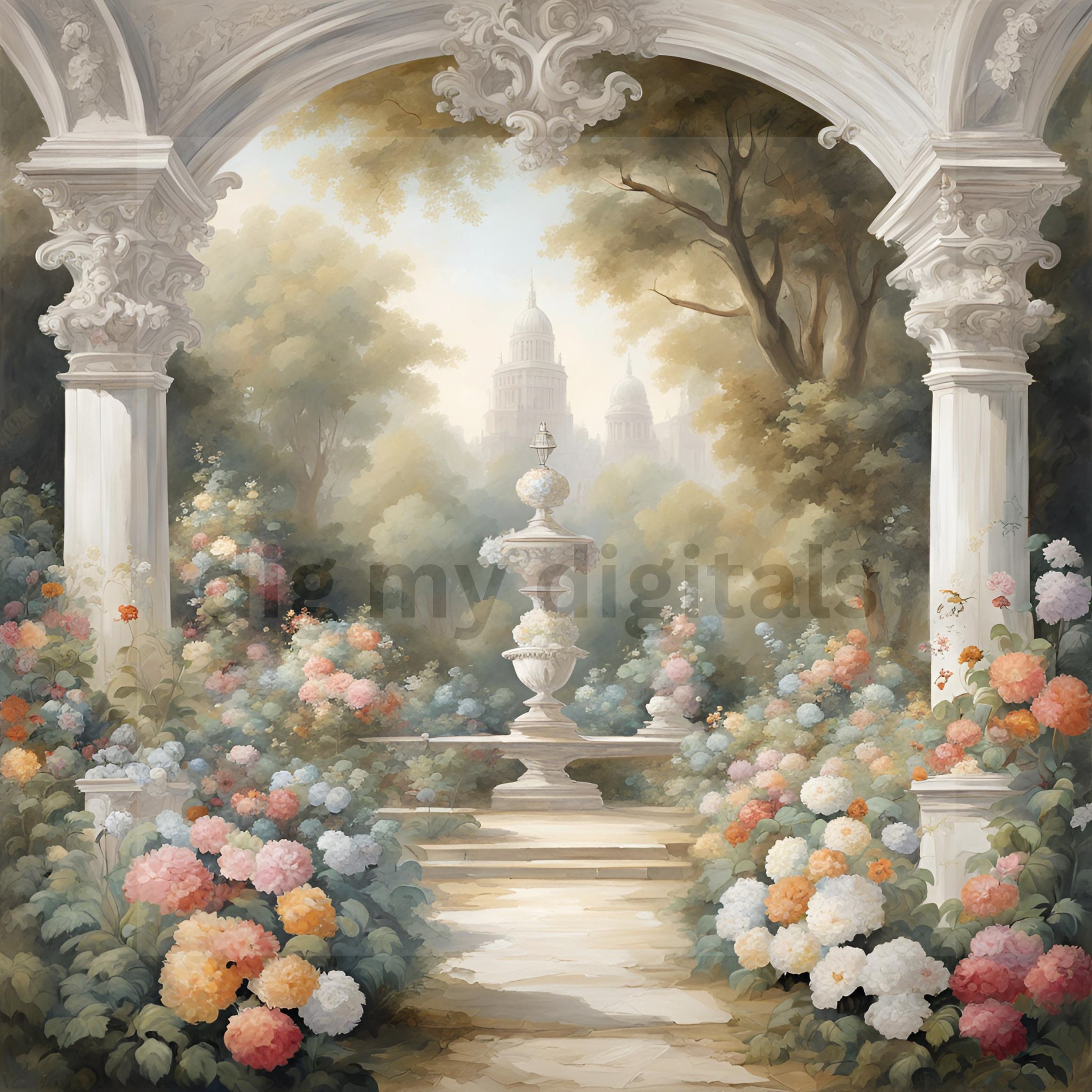 10 Rococo Garden Clip Art, Printable Clipart, Jpg, Digital Download ...