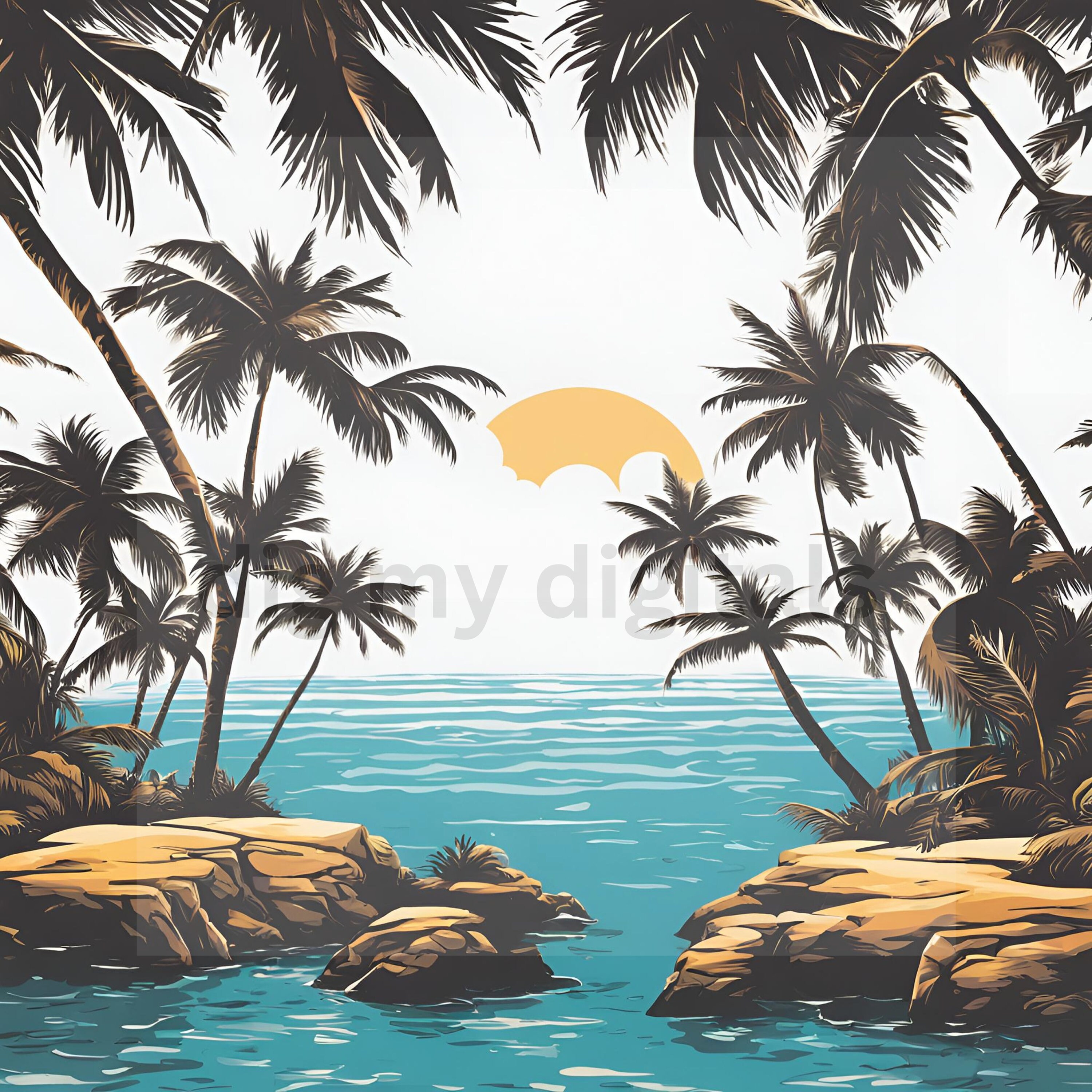 10 Island in the Sea Clip Art, Printable Clipart, Jpg, Digital Download ...