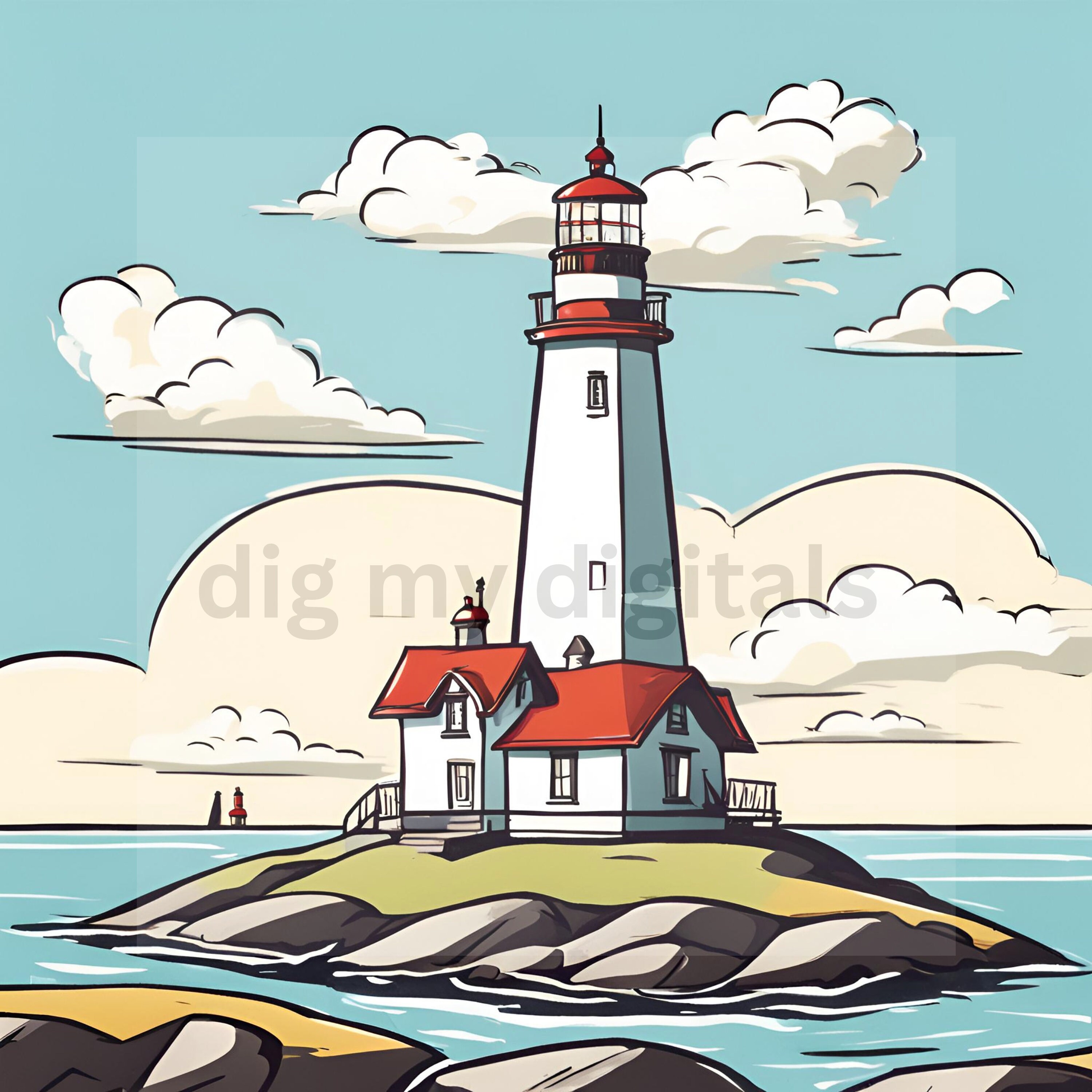 10 Lighthouse Clip Art, Printable Clipart, Jpg, Digital Download ...