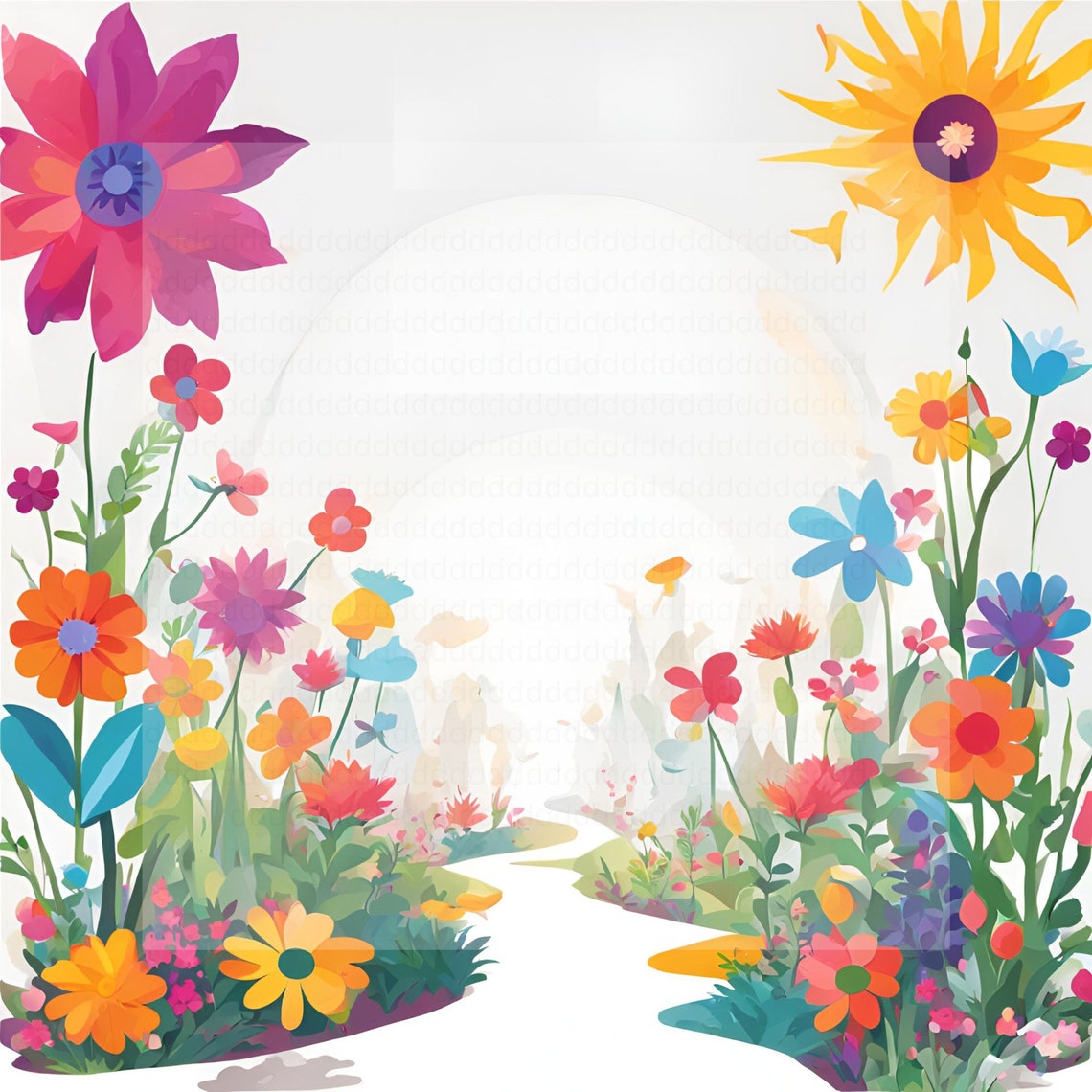 10 Flower Garden Clip Art, Printable Clipart, Jpg, Digital Download ...