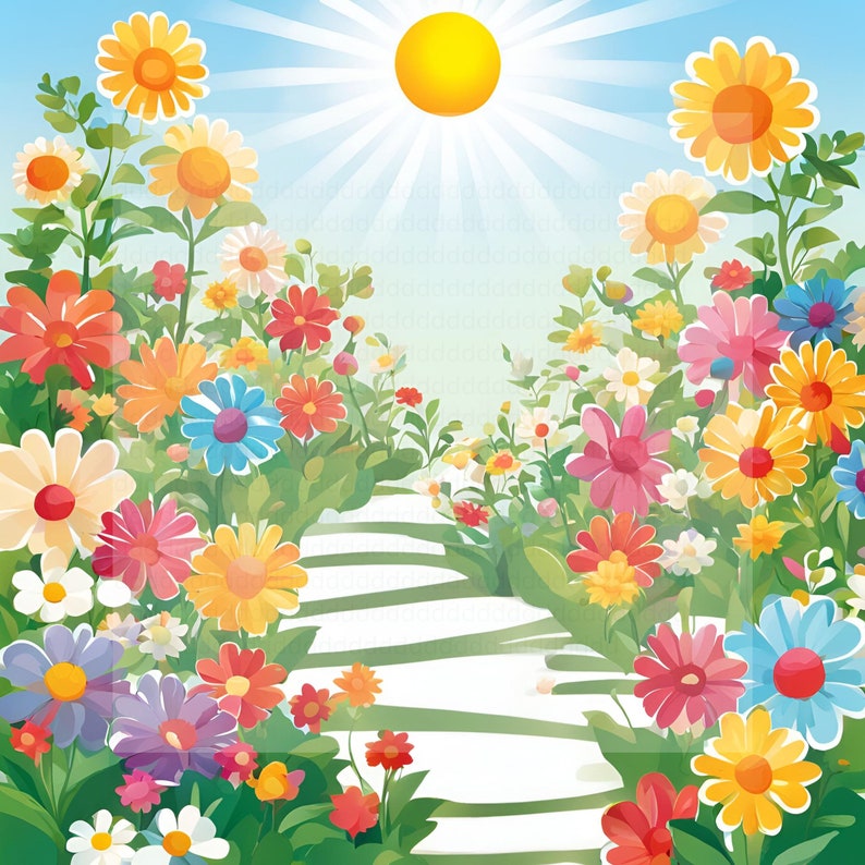 10 Flower Garden Clip Art, Printable Clipart, Jpg, Digital Download ...