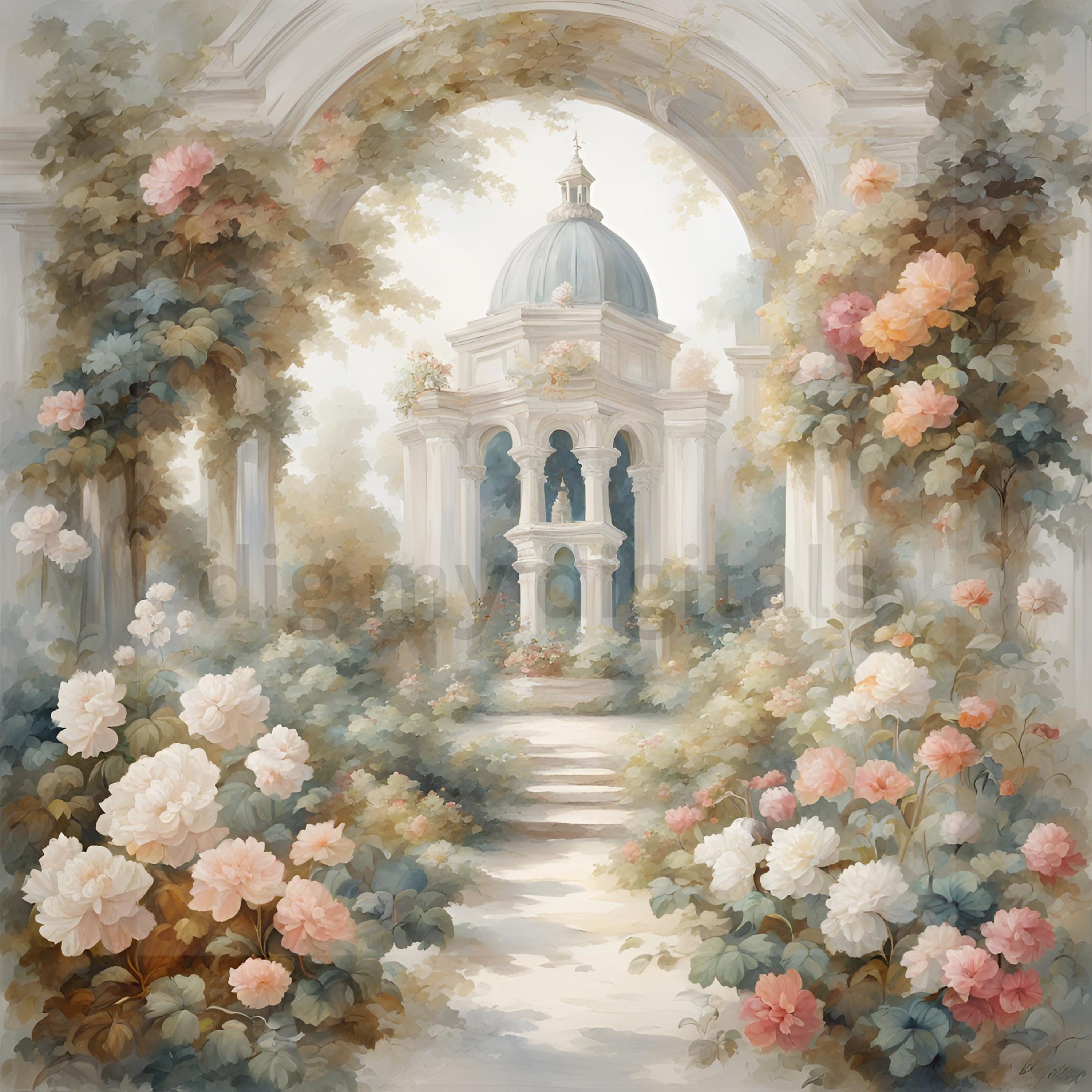 10 Rococo Garden Clip Art, Printable Clipart, Jpg, Digital Download ...