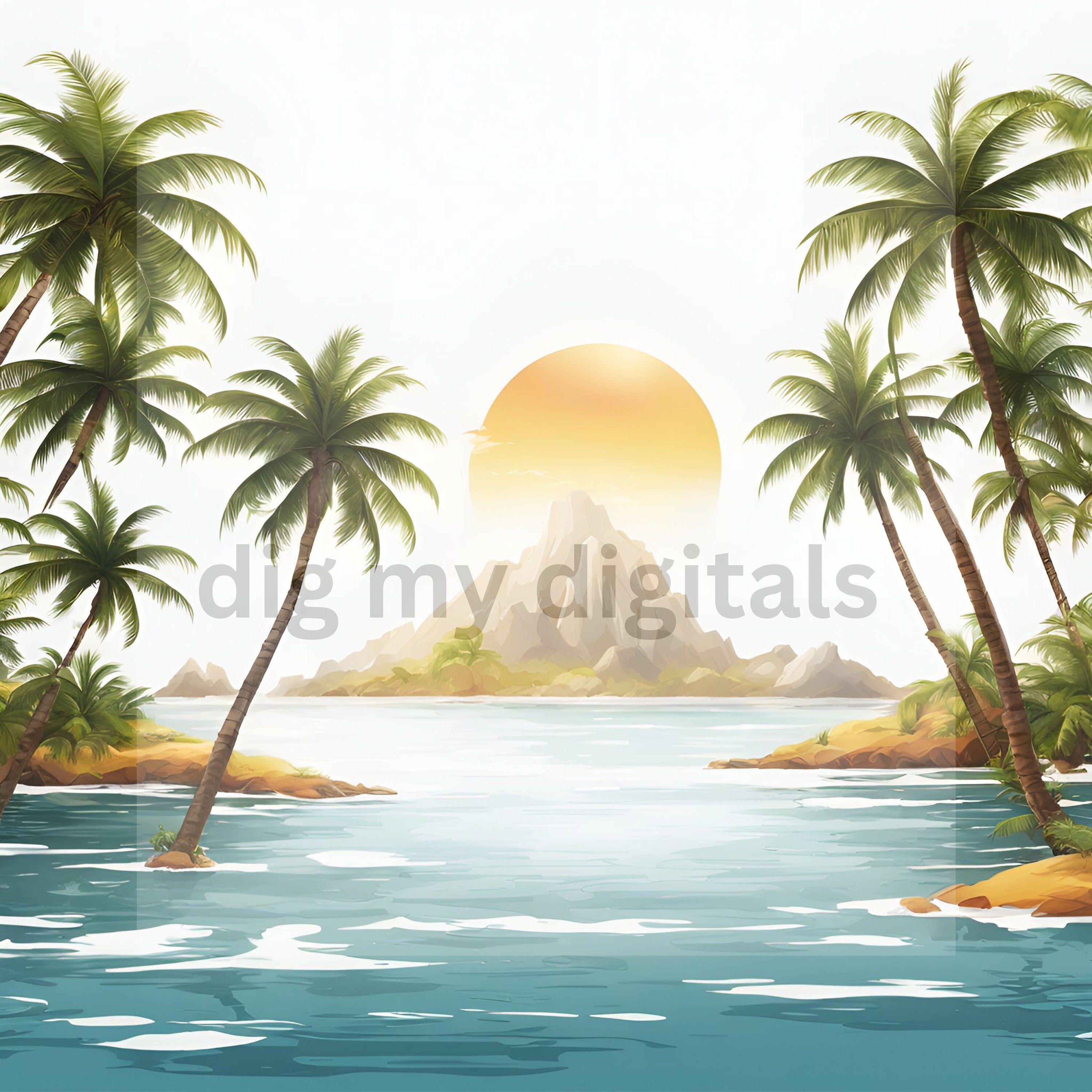 10 Island in the Sea Clip Art, Printable Clipart, Jpg, Digital Download ...