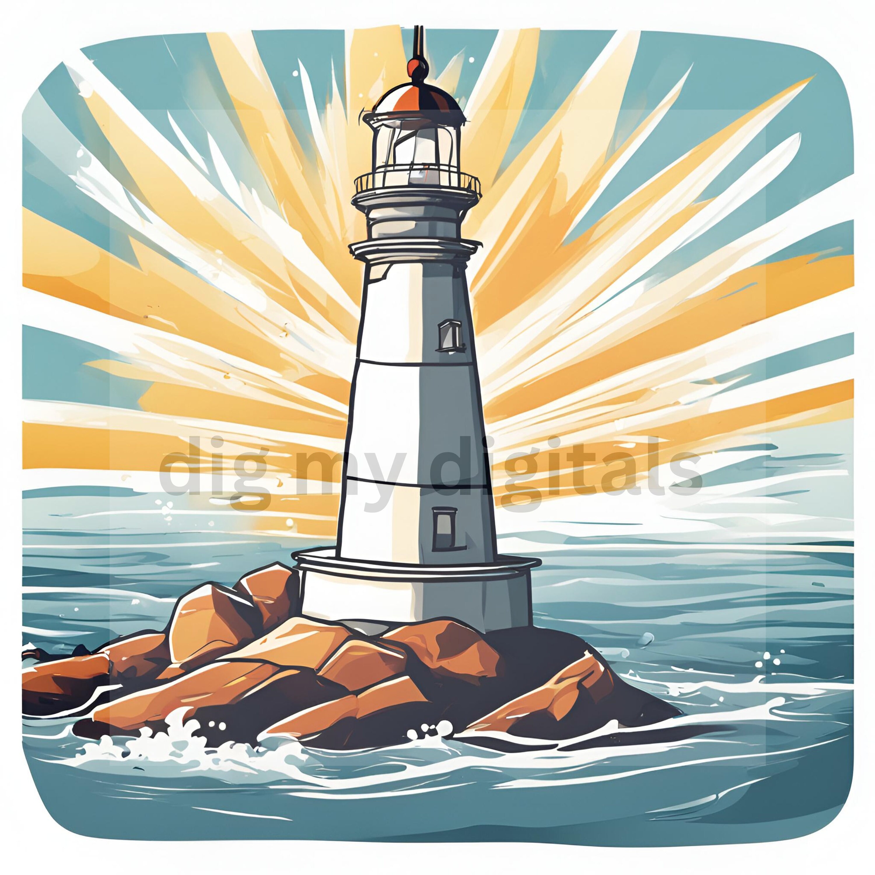 10 Lighthouse Clip Art, Printable Clipart, Jpg, Digital Download ...