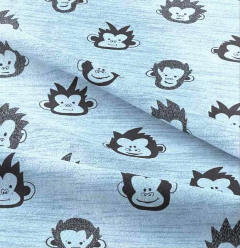 Jersey Monkeys Light Blue Mottled Blue Monkey Junior Boys Cotton Jersey ...