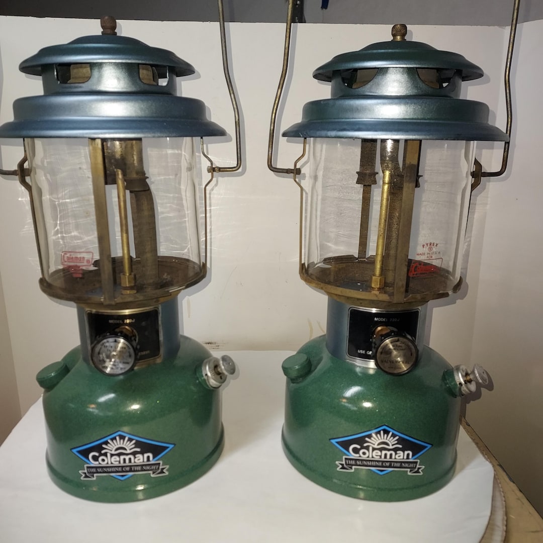 Vintage Coleman Lanterns, 220J (2) Identical Custom Powdercoated Green ...