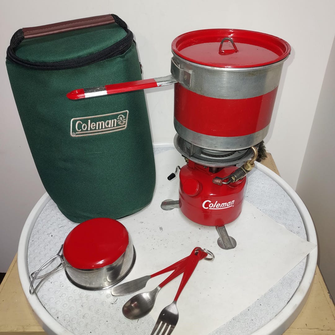 Restored Coleman Peak 1 Camp Stove, Red Powdercoat, Cook Kit & Padded ...
