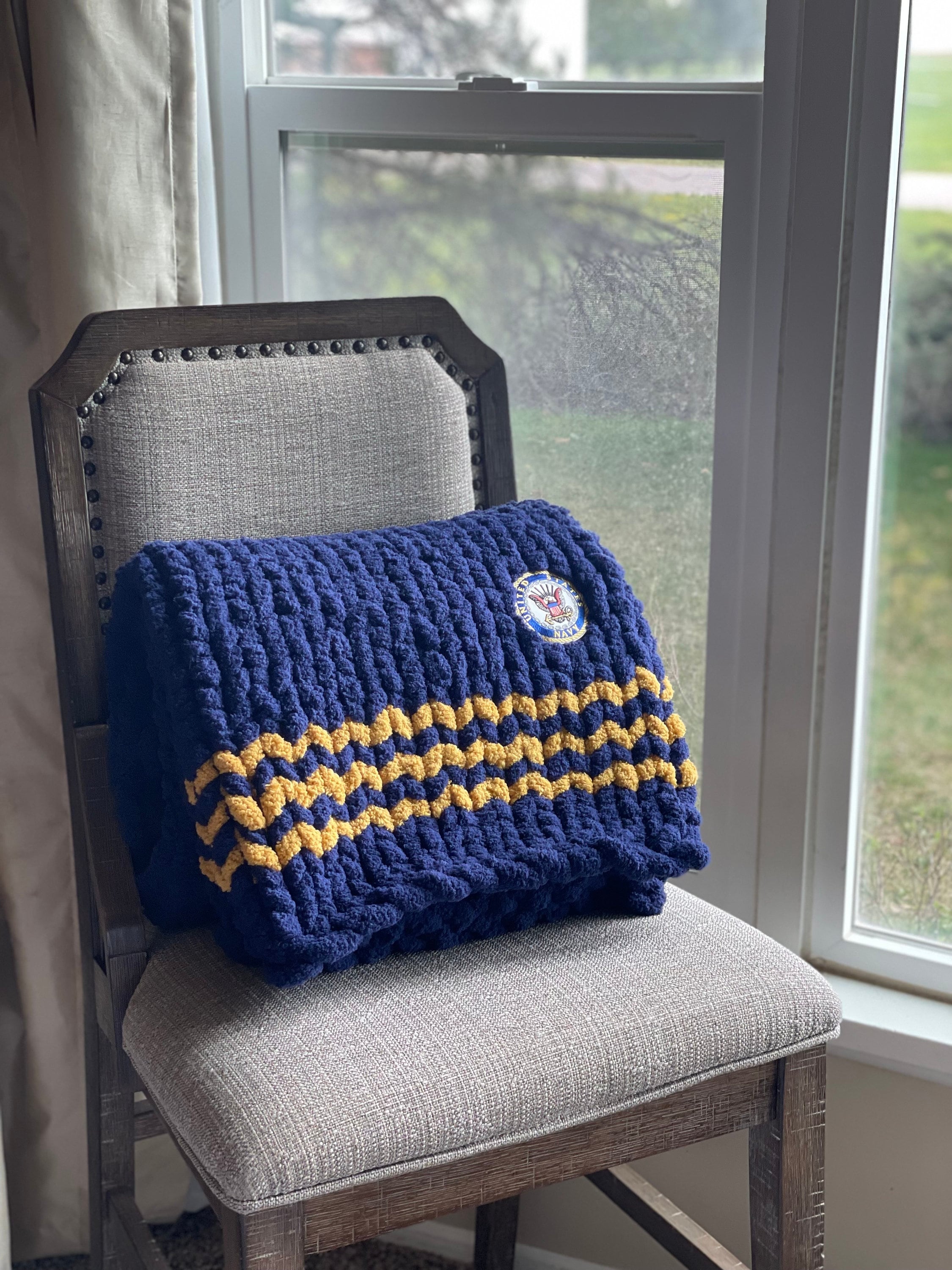 Navy Military Chunky Knit Blanket - Etsy