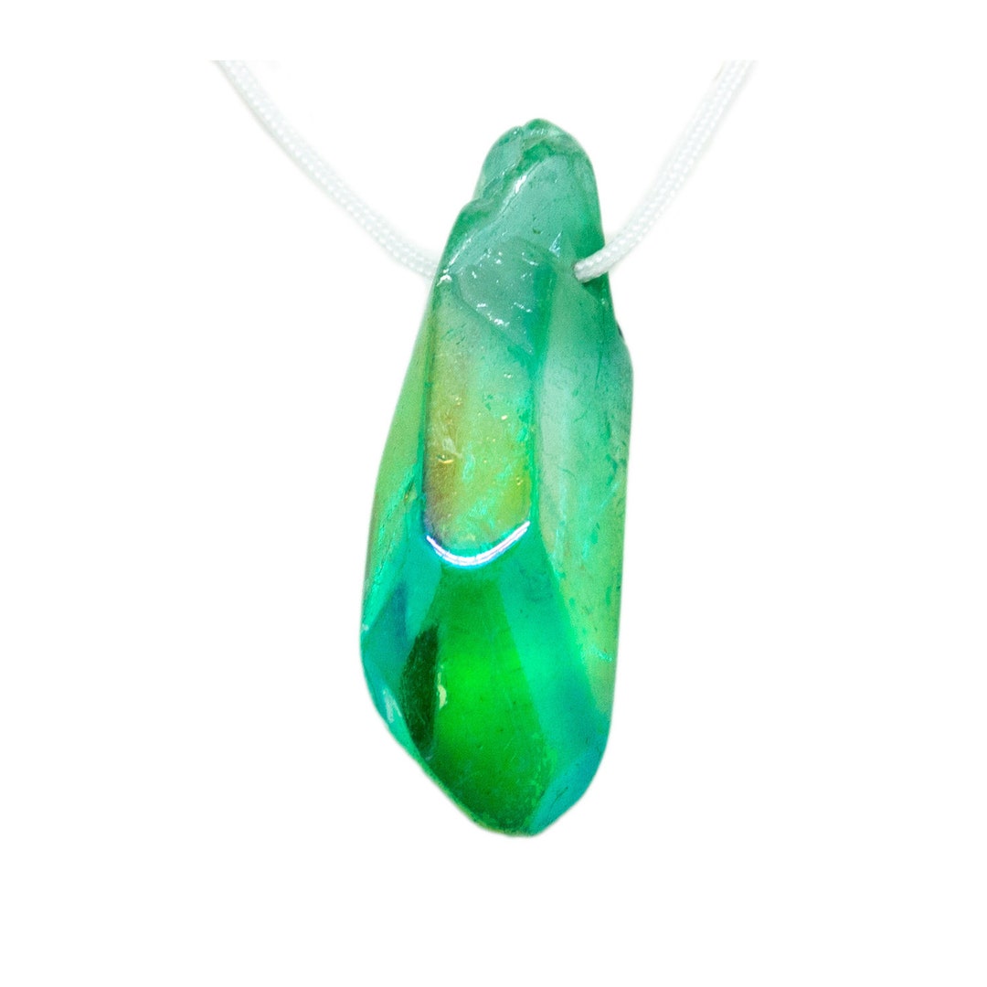 Green Aura Quartz Drilled Pendant|aura Quartz Drilled Stone|aura Coated ...