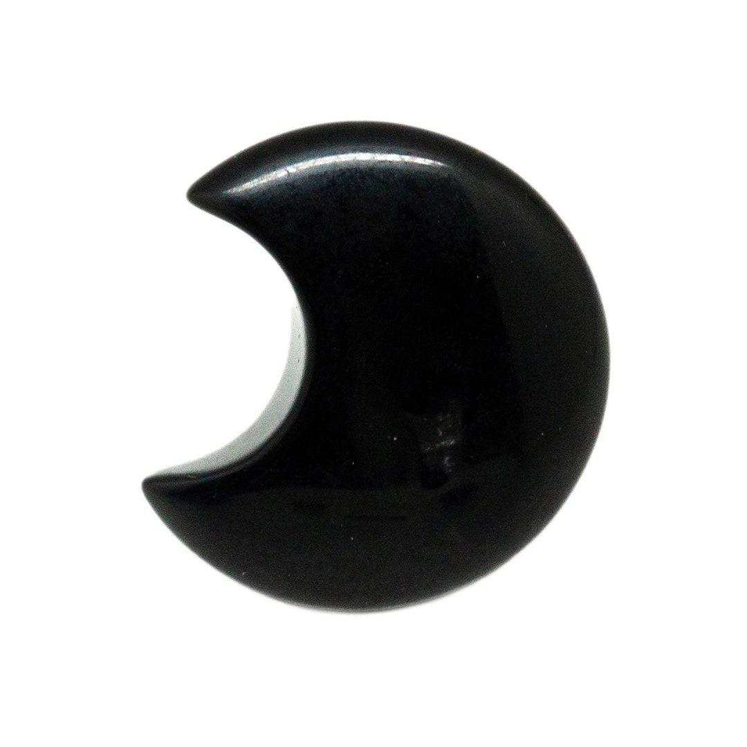 Black Obsidian Moon-30mm|black Obsidian Moon Carving|volcanic Glass ...