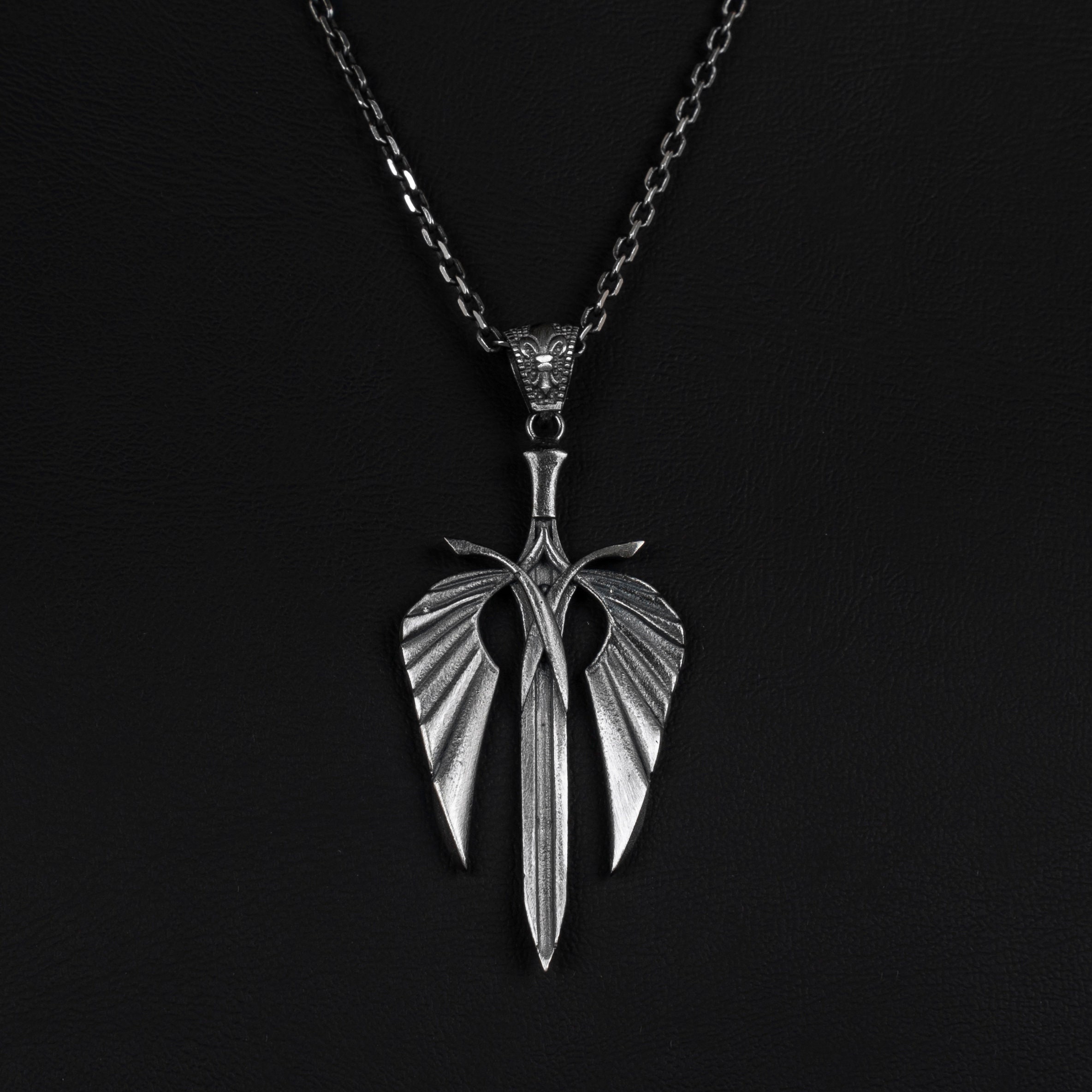 Silver Winged Sword Handmade Silver Necklace, Unisex Silver Sword ...