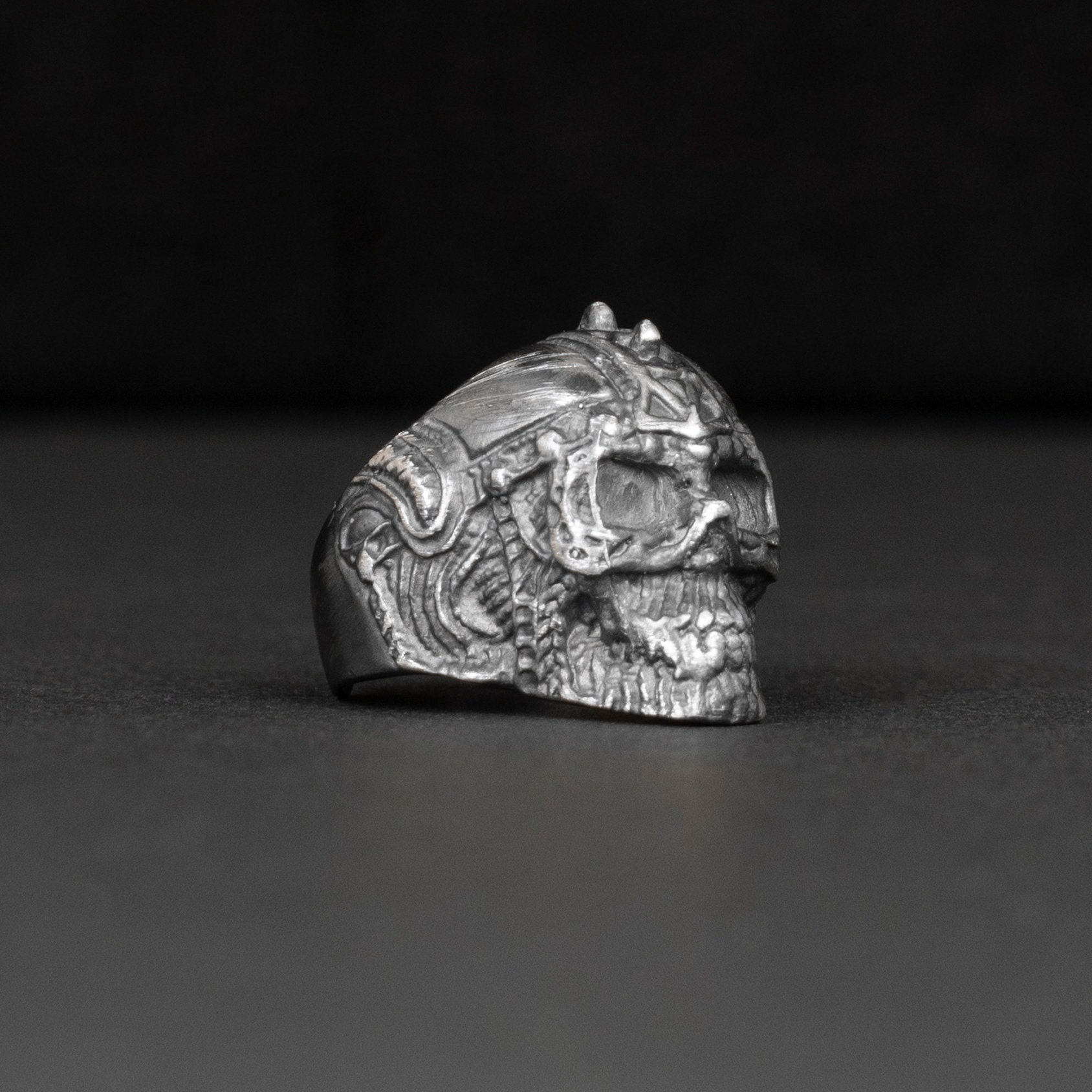 Skull Handmade Sterling Silver Men Biker Ring Silver Skull - Etsy