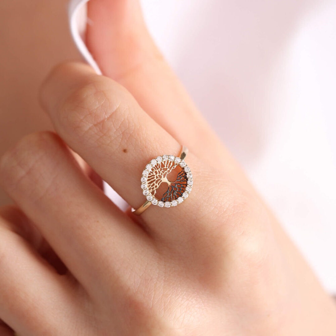 14K Gold Tree of Life Ring / Hand Mader Model / Tree of Life Gold Ring ...