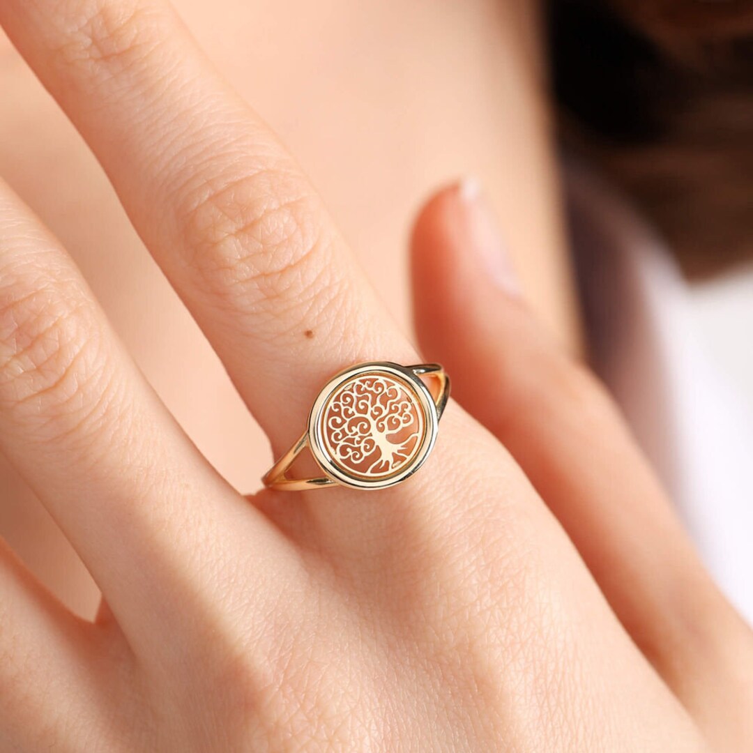 14K Tree of Life Ring Hand Mader Model Tree of Life Gold Ring Gift for ...