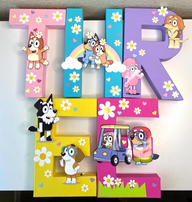 Hand Painted Bluey Letters - Etsy