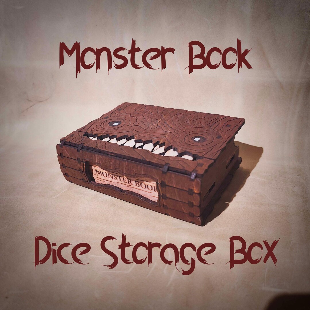Monster Book Mimic / Tabletop Storage Box / Dice Storage / Wood / RPG ...