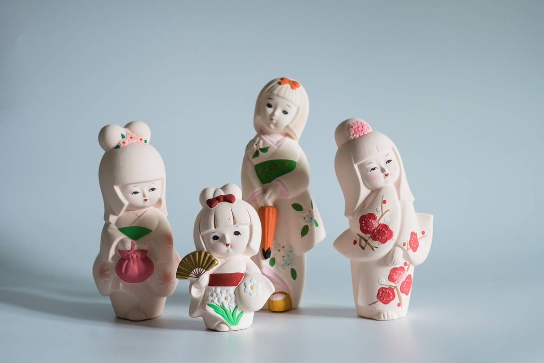 Vintage Japanese Porcelain Bisque Hakata Dolls - Set of 4 - Toyo ...