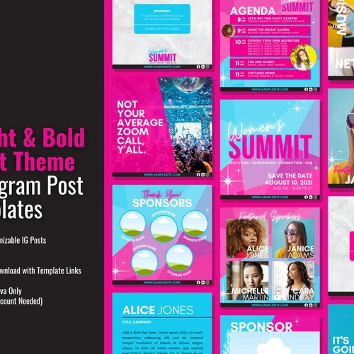Modern Conference Instagram Post Templates for Canva Event - Etsy
