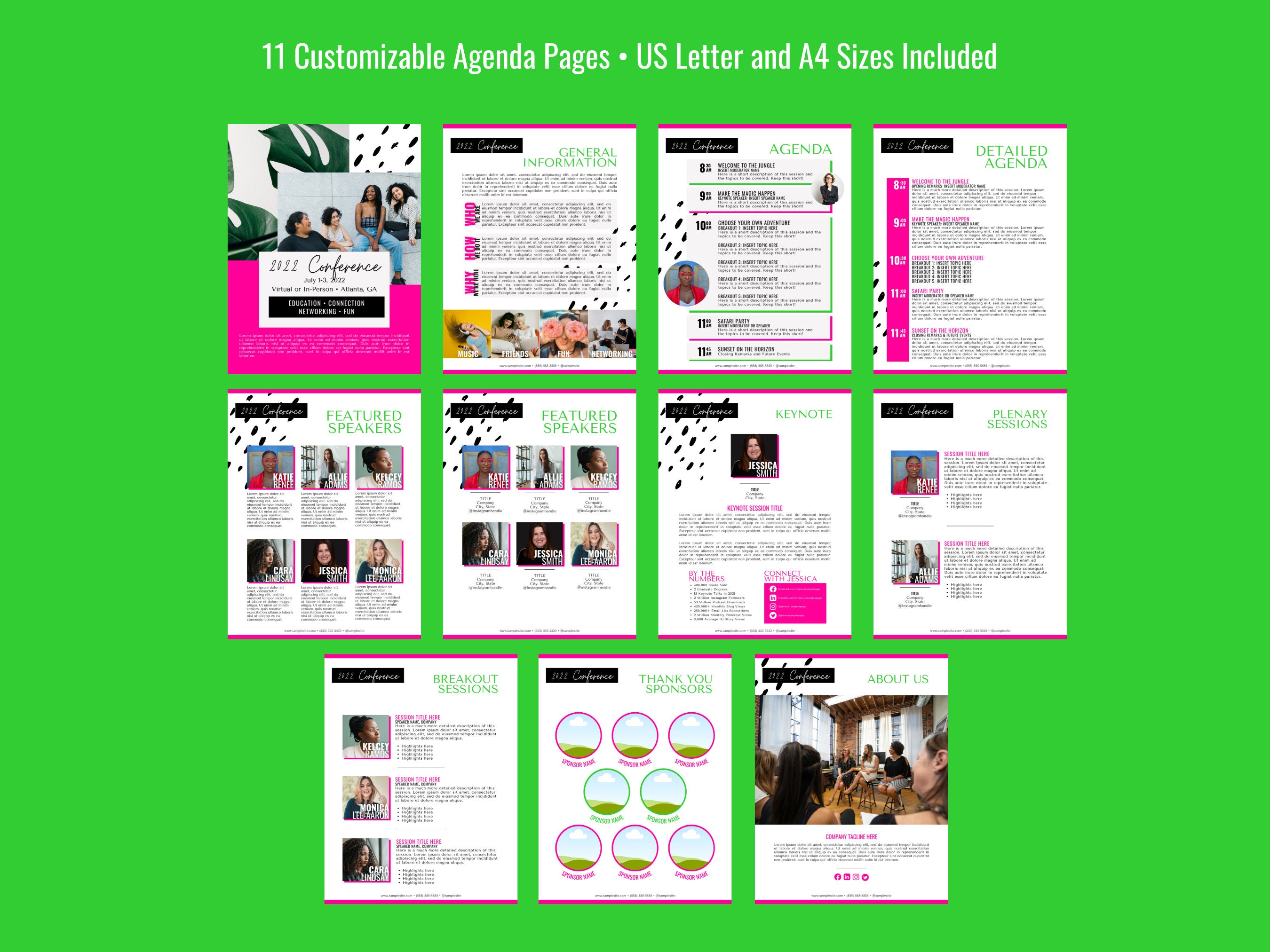 Neon Safari Event Agenda Template | Canva Conference Planner (digital ...
