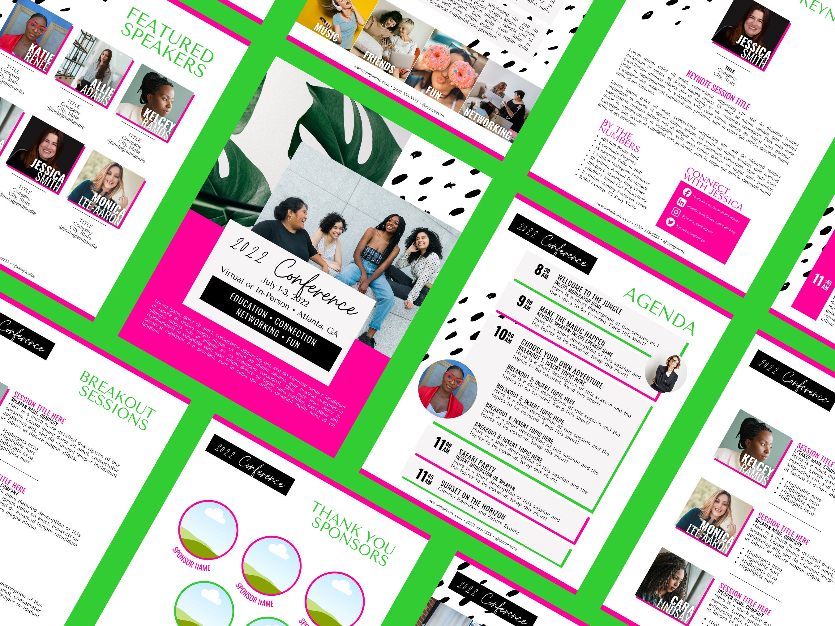 Neon Safari Event Agenda Template | Canva Conference Planner (digital ...