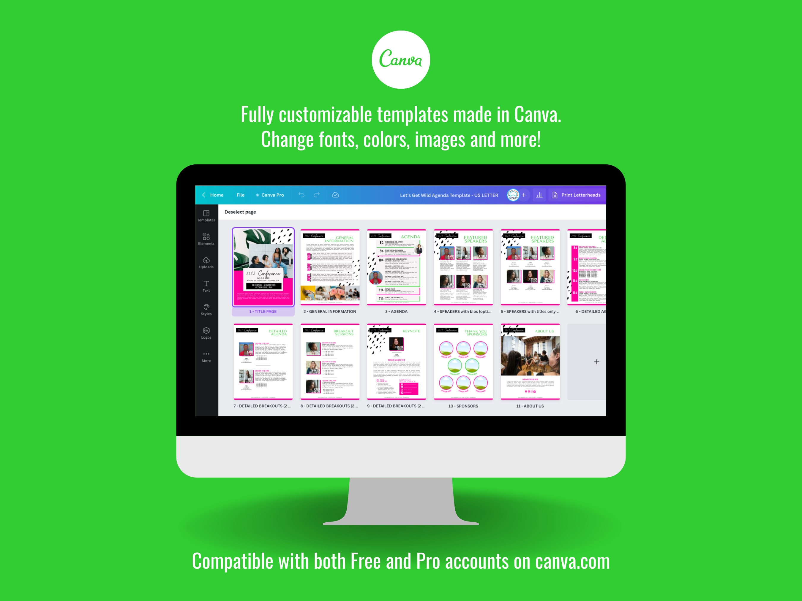 Neon Safari Event Agenda Template | Canva Conference Planner (digital ...