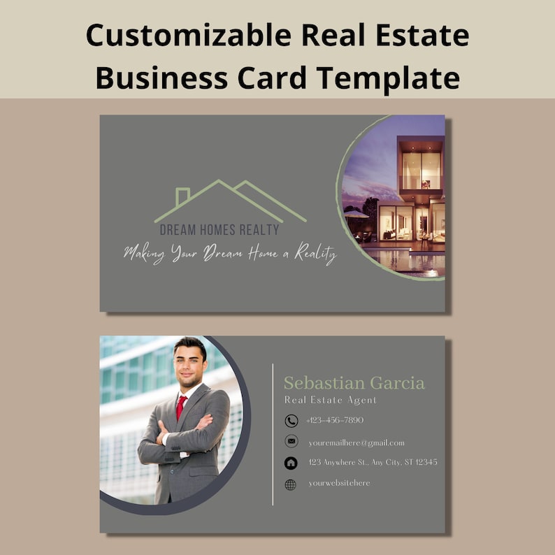 Real Estate Business Card Template,realtor Business Card,realtor Brand ...